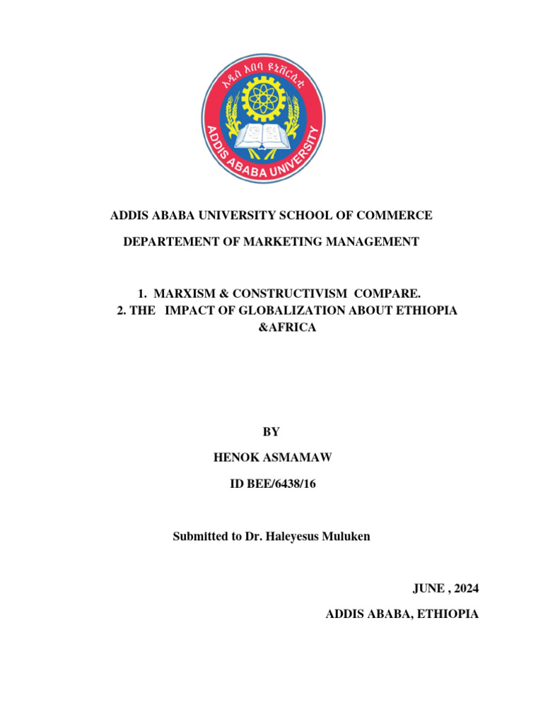 Addis Ababa University School of Commerce | PDF | Globalization ...