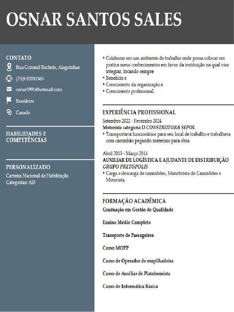 Osnar Santos Sales PDF | PDF