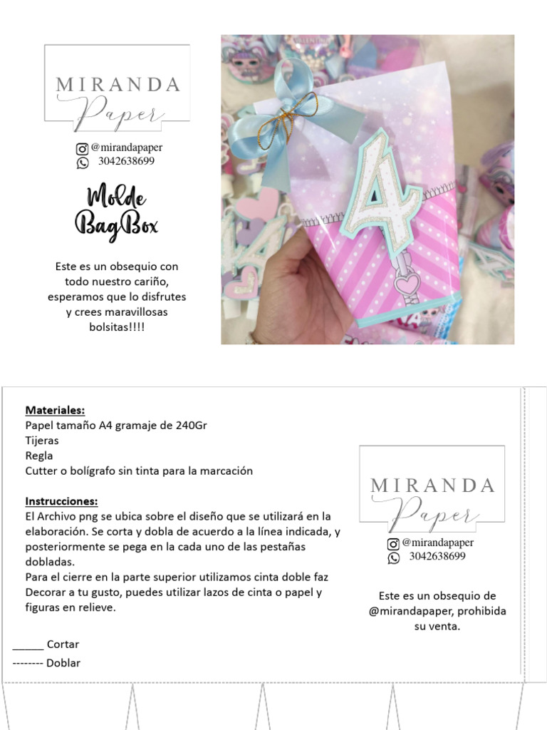 Template Bag Box Miranda Paper | PDF