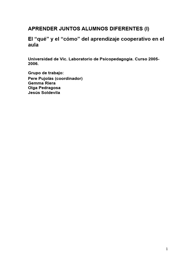 Aprender Juntos Alumnos Diferentes Pdf Aprendizaje Salón De Clases 