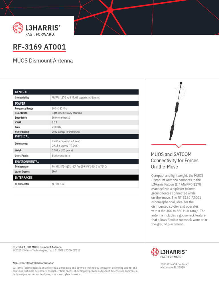 Cs Tcom RF 3169 At001 Muos Dismount Antenna Spec Sheet | PDF | Antenna ...