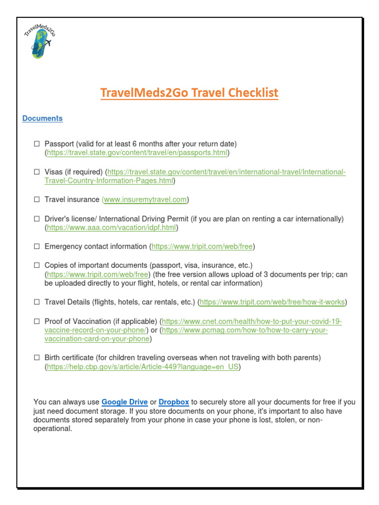 Travel Checklist | PDF
