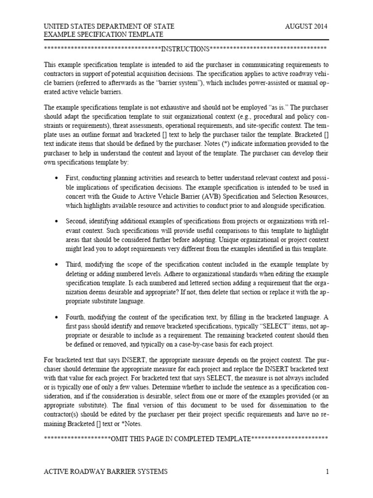 Specification Template Compilation 2014 508 | PDF | Specification ...
