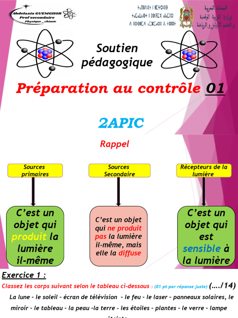 Soutien Pédagogique 2024 2APIC | PDF | Lumière | Optique