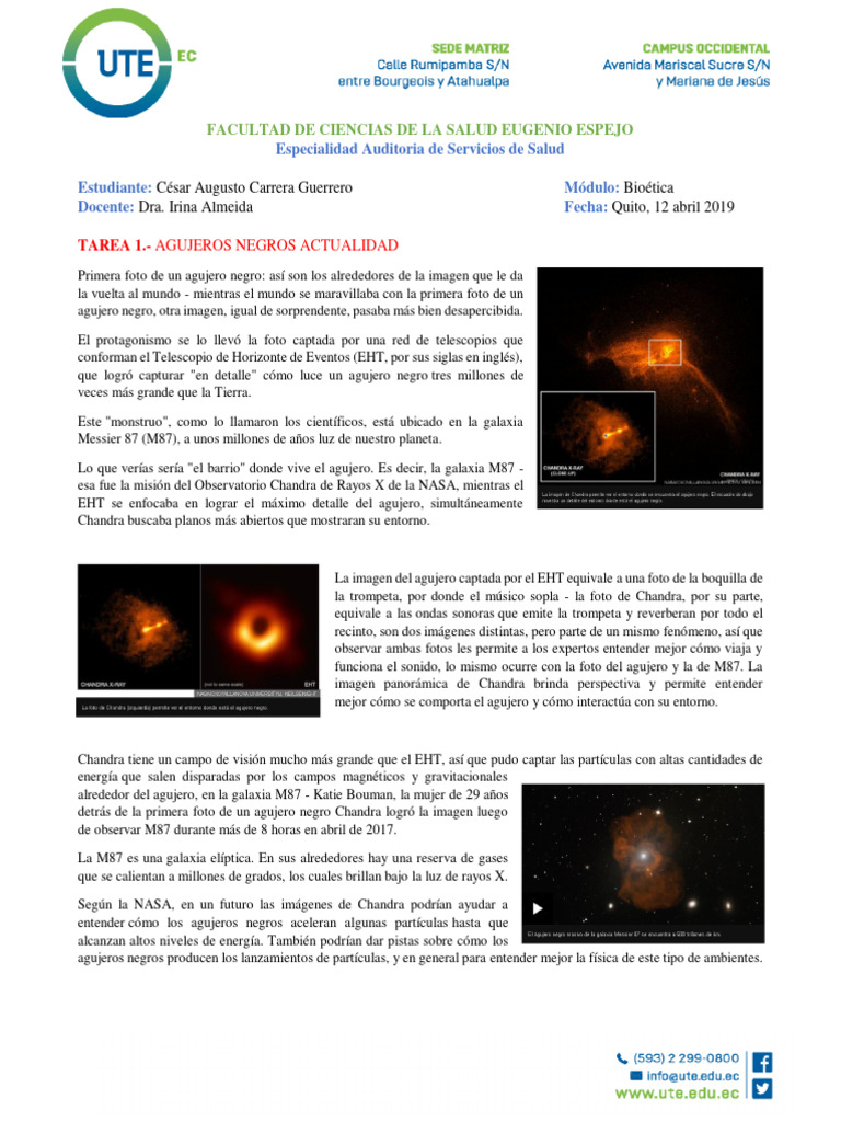 Agujeros Negros: Imágenes de M87 y EHT | PDF | Calabozo | Astronomía