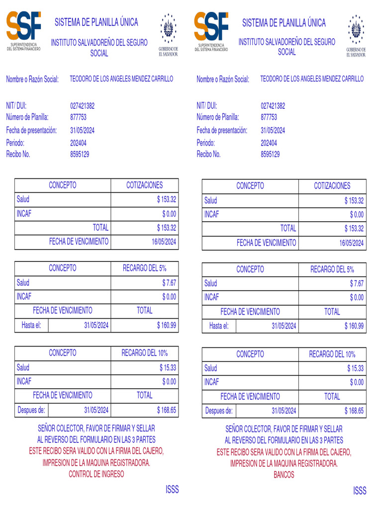 Planilla Isss Abril 24 | PDF
