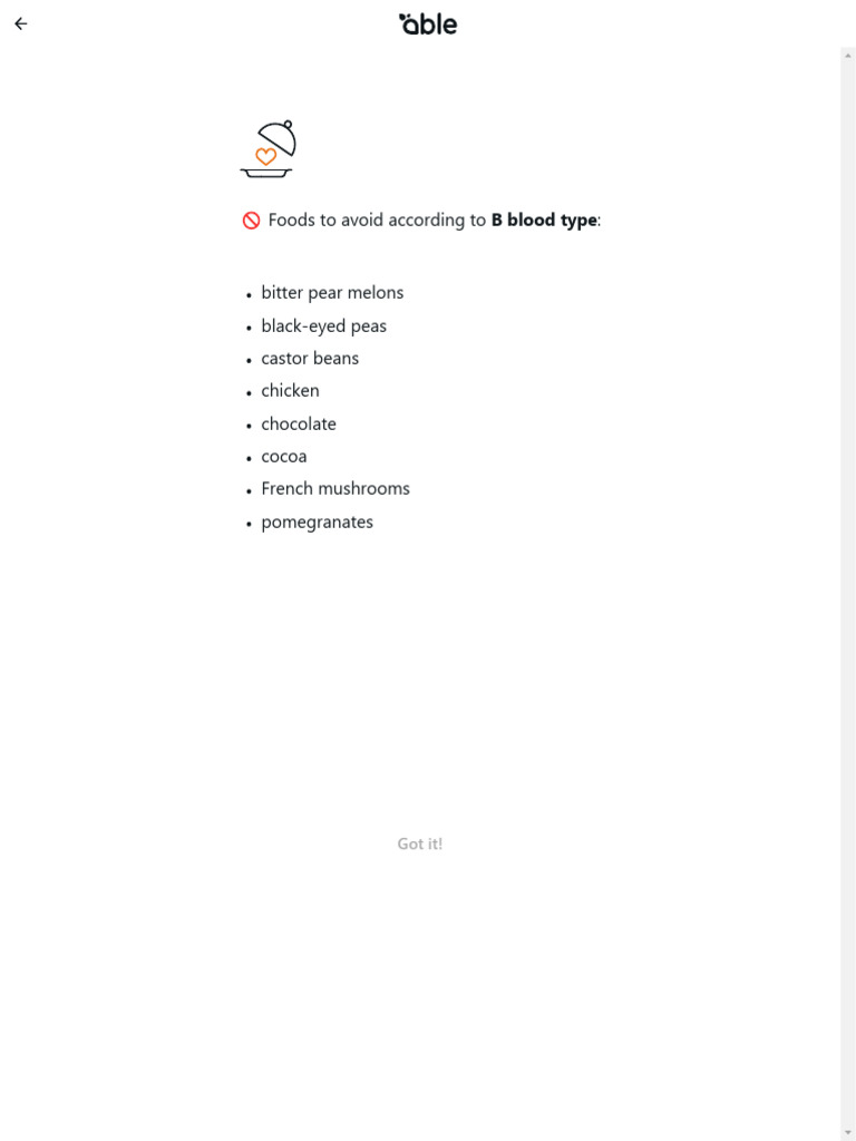 Weight Care Program - Foods To Avoid For B Blood Group | PDF