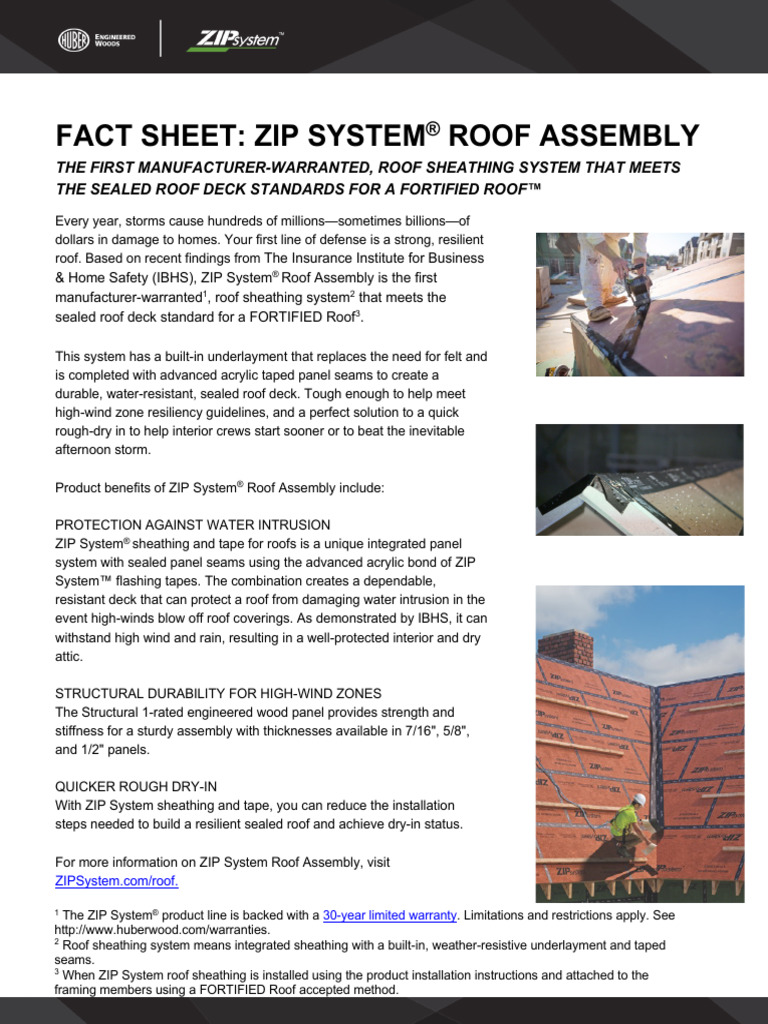 ZIPSystem FortifiedRoof FactSheet FINAL | PDF | Technology & Engineering
