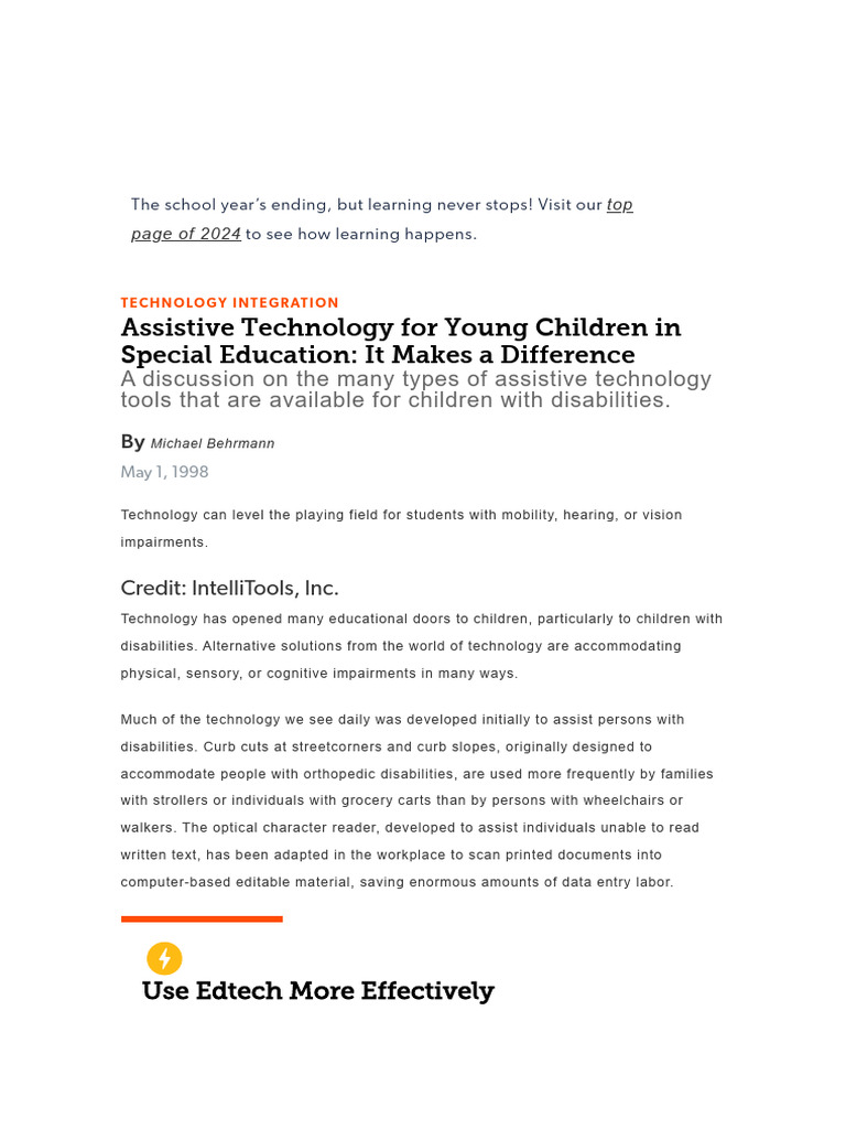 Assistive Technology For Young Children in Special Education - It Makes ...