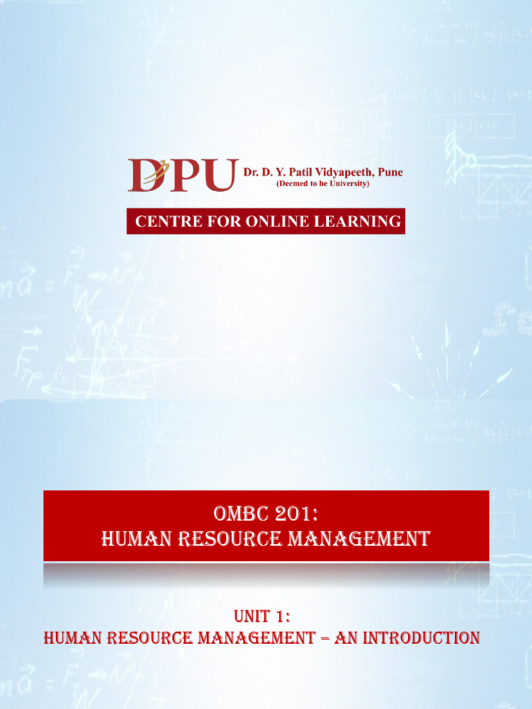 HRM Unit 1-Introduction | PDF | Human Resource Management | Human Resources
