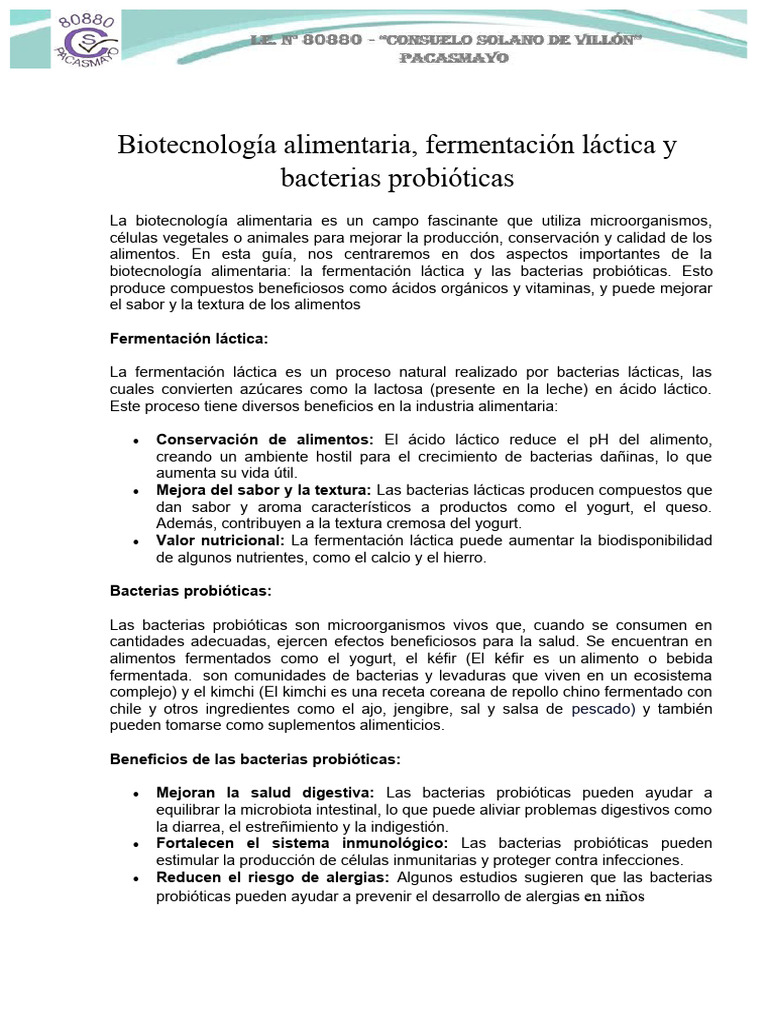 Biotecnología Alimentaria. | PDF | Alimentos | Fermentación
