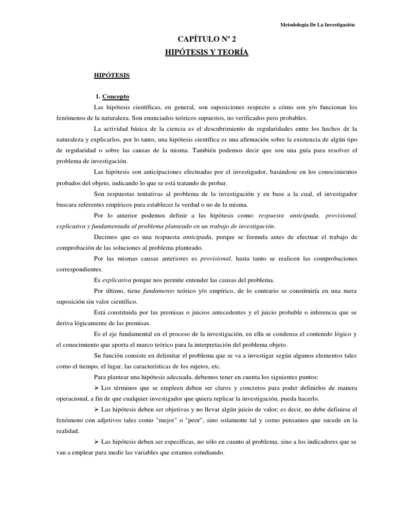 Hipótesis: Explicación de la Realidad | PDF | Teoría | Hipótesis
