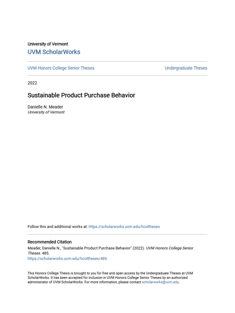 Sustainable Product Purchase Behavior | PDF | Behavior | Sustainability