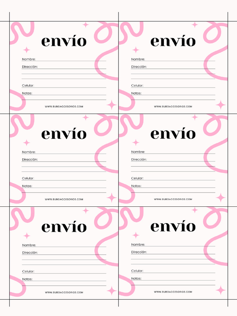 Tarjetas Envio para Imprimir | PDF