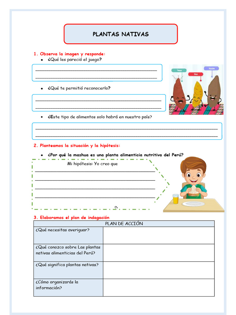 Ficha Cyt Jue 27 Plantas Nativas Alimenticias Nutritivas 933623393 | PDF | Patata | Vitamina C