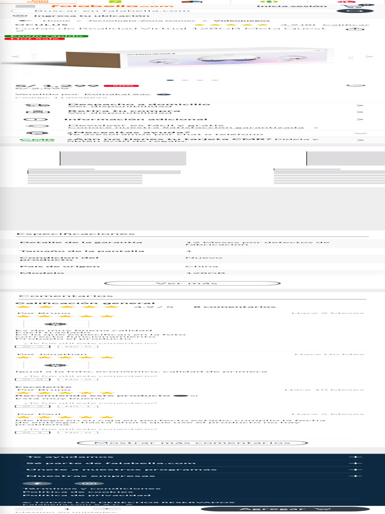 Gafas de Realidad Virtual 128GB Meta Quest 2 OCULUS | PDF | Informática
