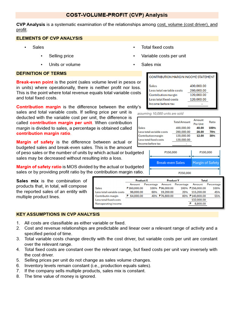 Cost Volume Profit Cvp Analysis Pdf Economies Business Economics