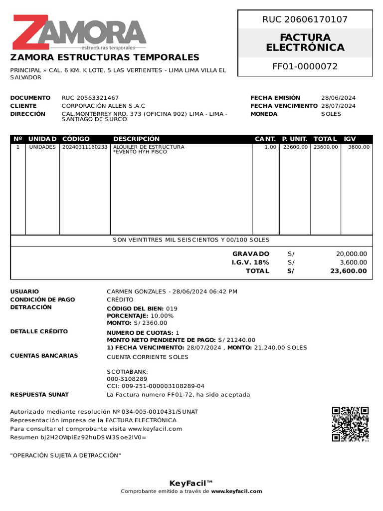 Factura Allen 2 | PDF | Tecnología bancaria | Pagos
