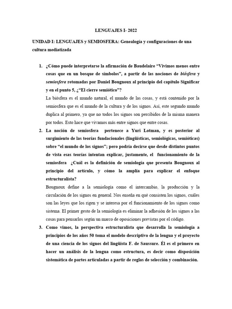 1° Recorrido de Lectura - Estudiar La Semiosfera | PDF | Semiótica ...