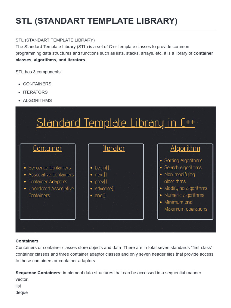 STL (Standart Template Library) | PDF