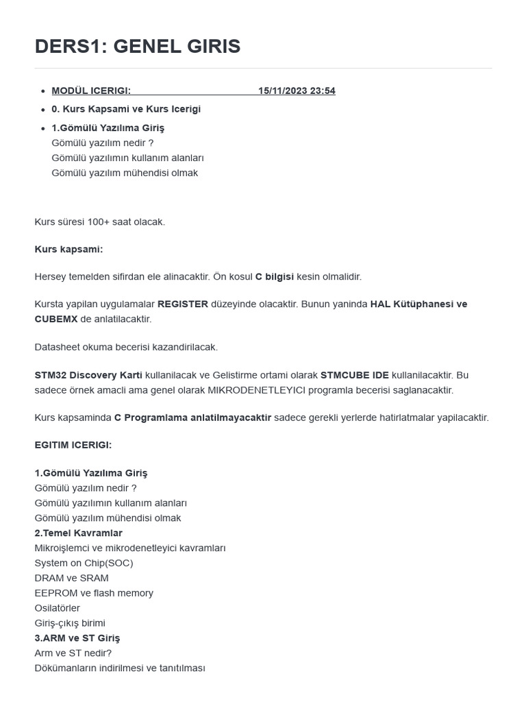 Ders1 - Genel Giris | PDF