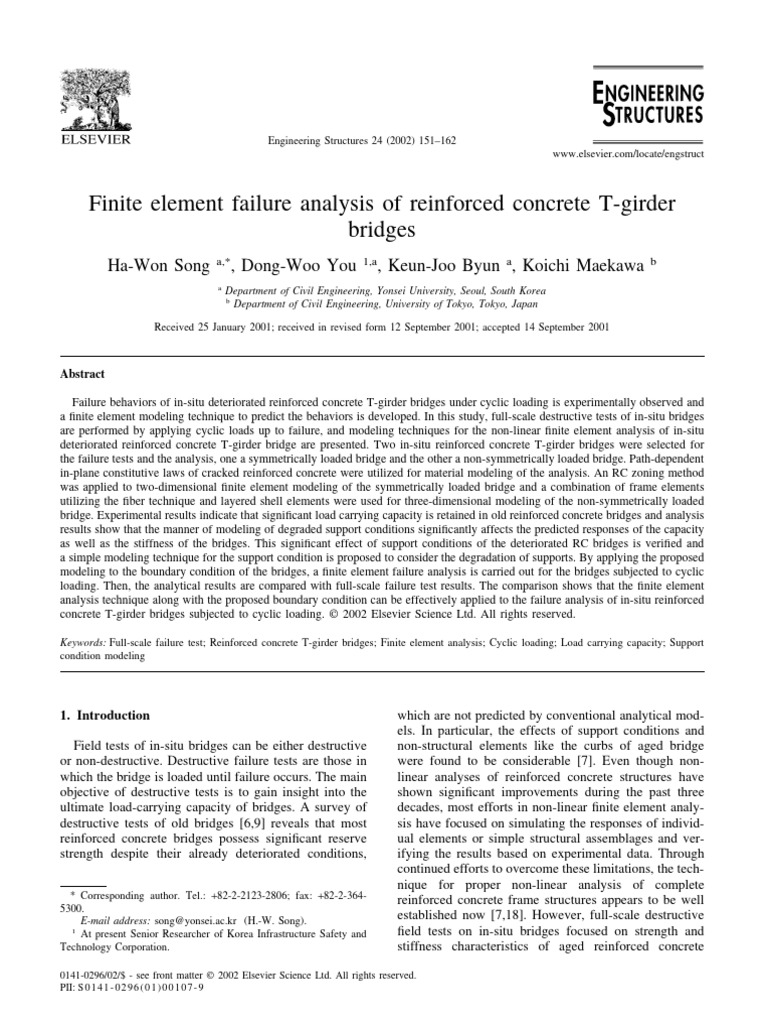 2002 - Song - Finite Element Failure Analysis of Reinforced Concrete T-Girder - Not - Imp | PDF ...