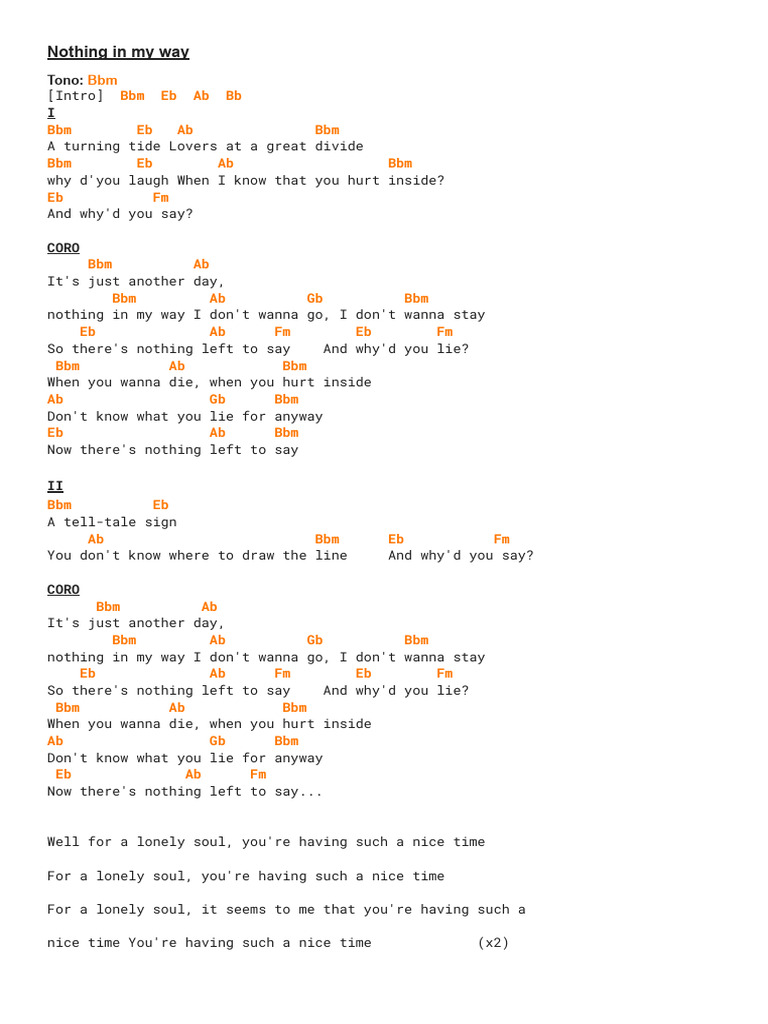 Nothing in My Way - Keane | PDF