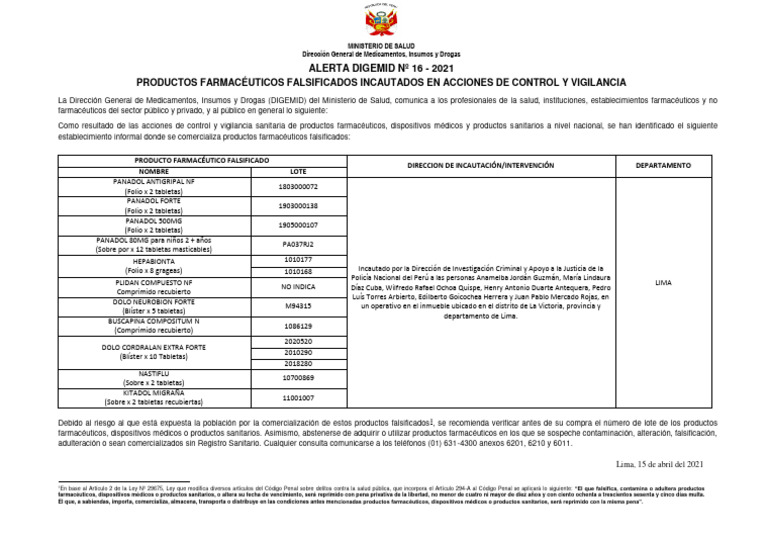 Alerta Digemid N 16 - 2021 | PDF | Dispositivo médico