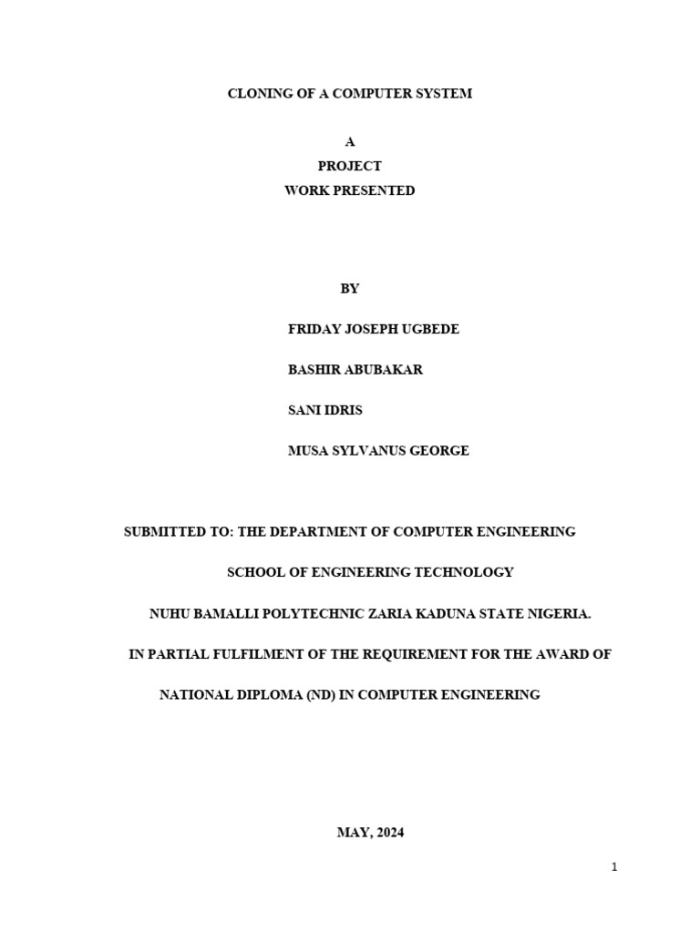 Cloning of A Computer System 1 | PDF | Central Processing Unit | Computer Data Storage