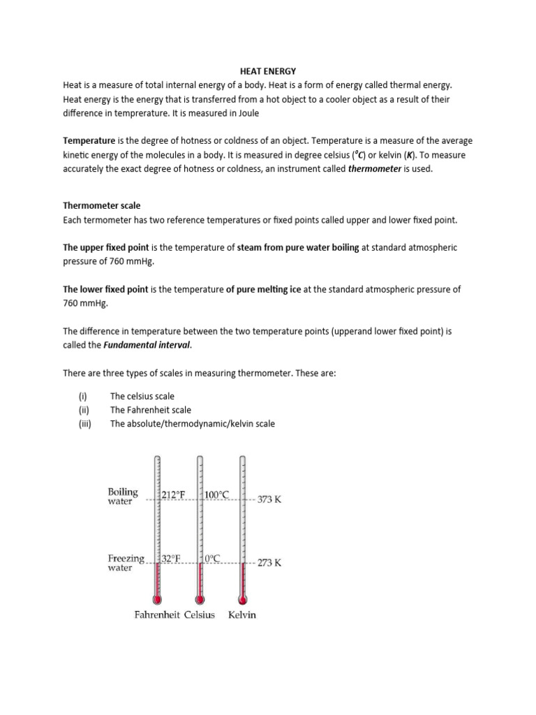 Heat Energy & Temperature | PDF | Temperature | Thermometer