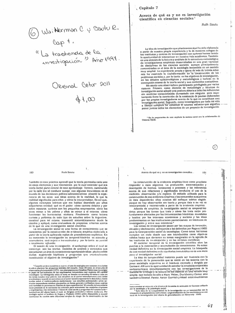 Sautu Acerca de Que Es y Que No Es Inv Cientifica | PDF