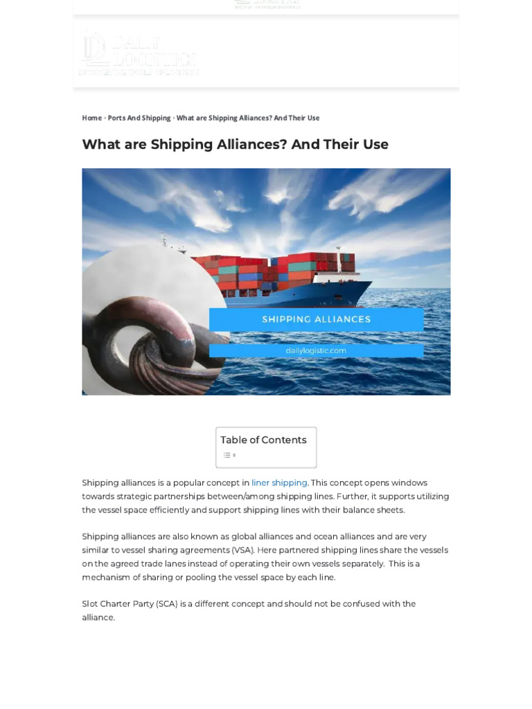 What Are Shipping Alliances - and Their Use - Daily Logistics | PDF ... What Are Shipping Alliances - and Their Use - Daily Logistics | PDF ...