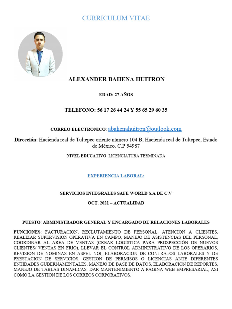 Curriculum Vitae Alexander 2024 | PDF | Informática