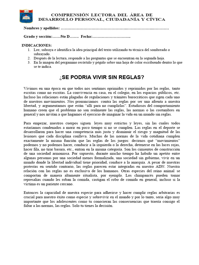 Plan Lector 5to DPCC | PDF | Estilo de vida
