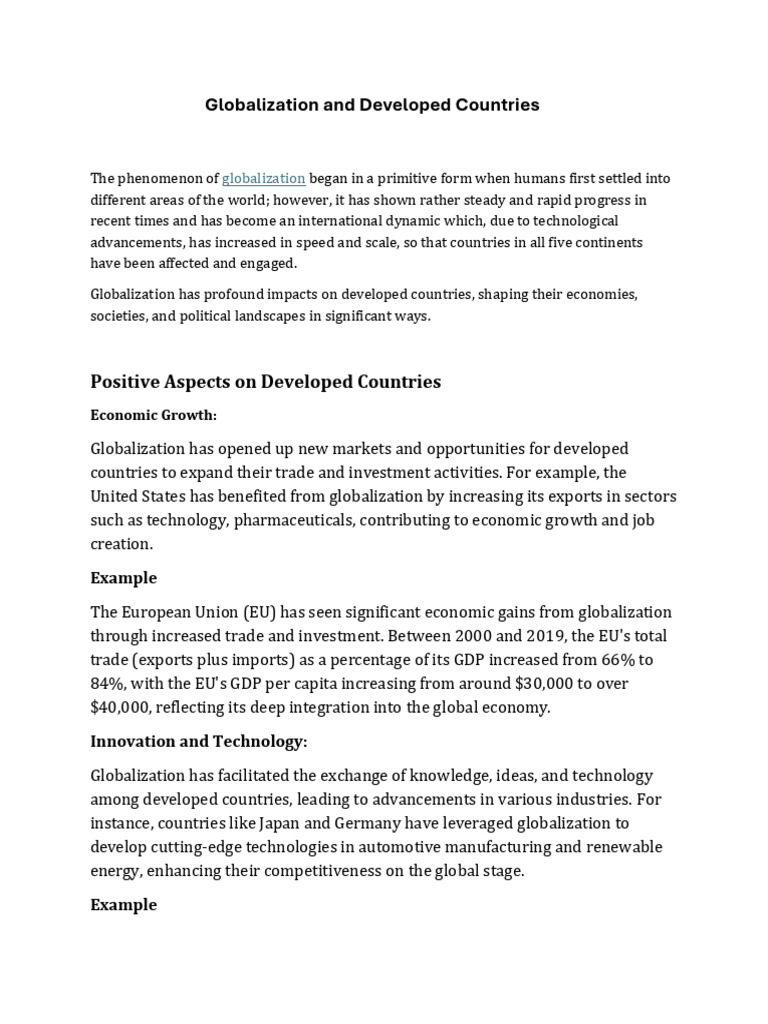 Globalization and Developed Countries | PDF | Globalization ...