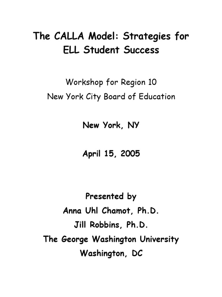 CALLA Handout Sequence Extended | PDF | Educational Assessment | Learning