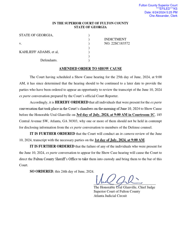 22SC183572 - Amended Order To Show Cause | PDF | Ex Parte | Courtroom