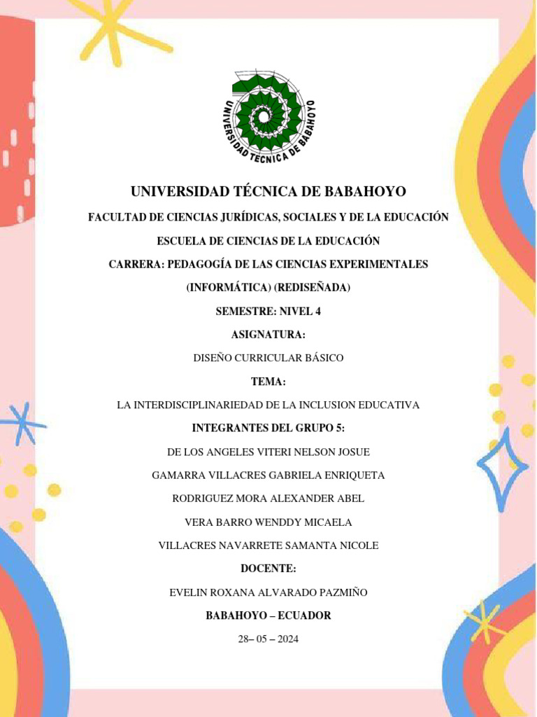 La Interdisciplinariedad de La Inclusion Educativa | PDF | Inclusión (Educación ...