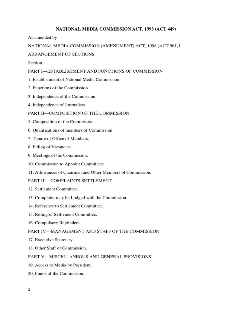National Media Commission Act Overview | PDF | Act Of Parliament ...
