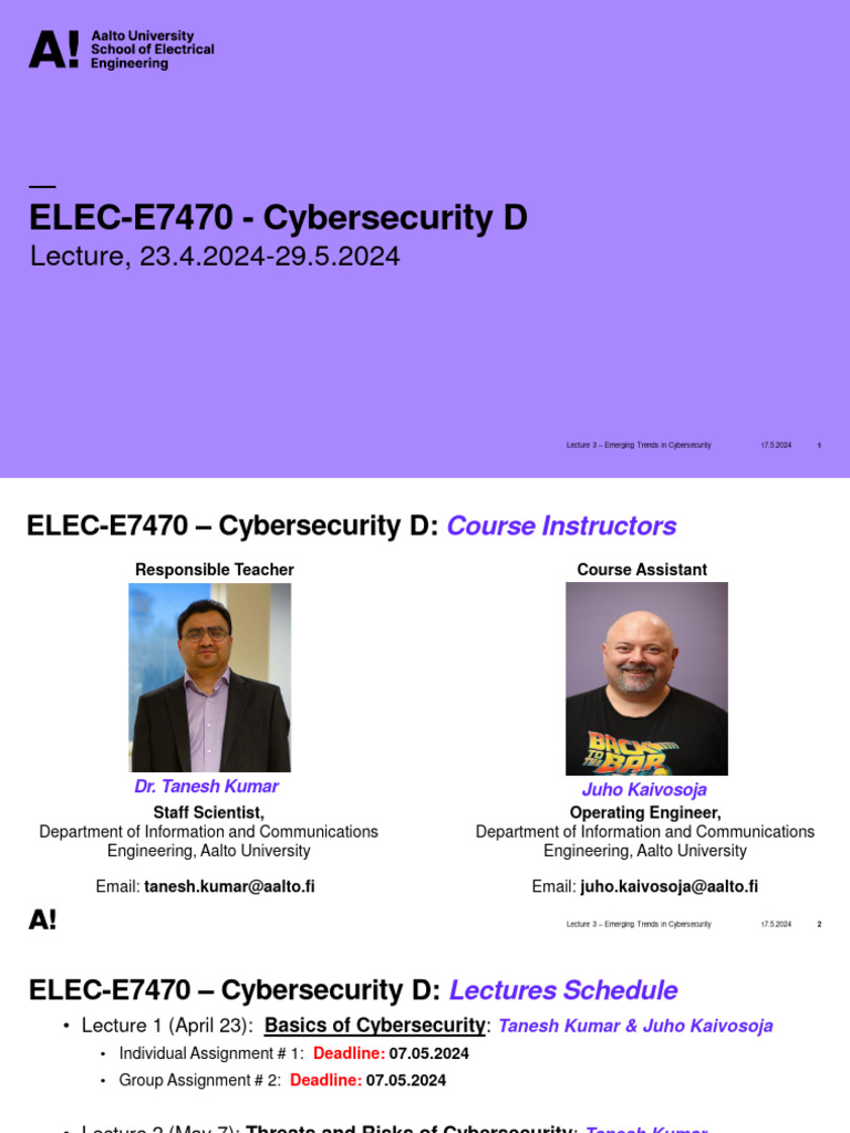 Lecture 3 - Emerging Trends of Cybersecurity | PDF | Internet Of Things | Security