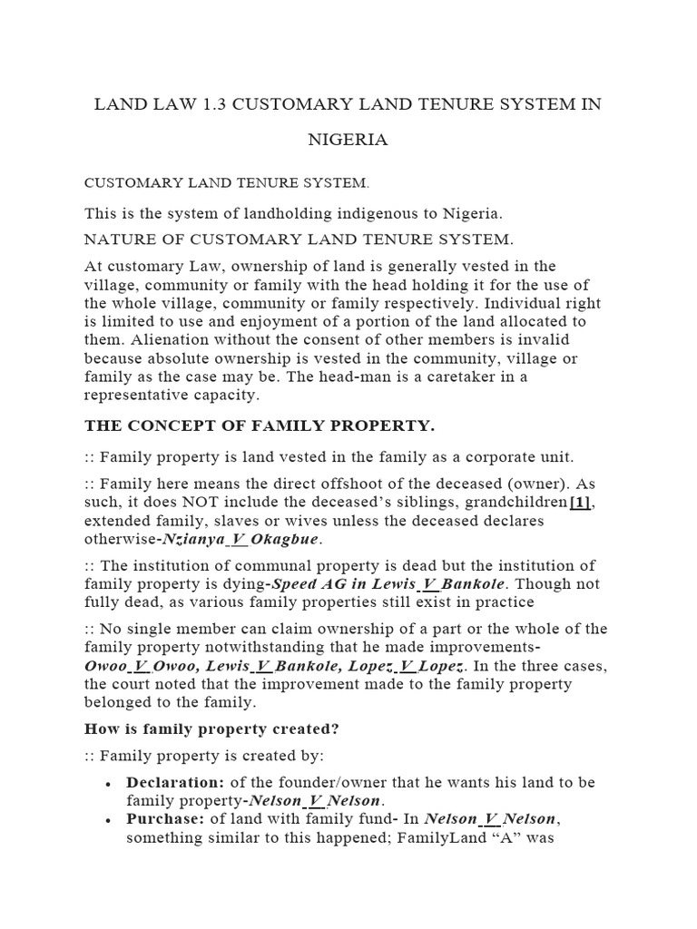 Alienation of Family Land | PDF | Void (Law) | Intestacy