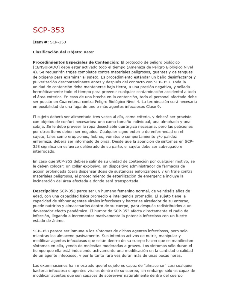 SCP 353 | PDF | Virus | Infección