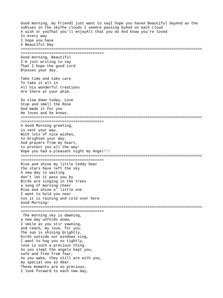 Good Morning Short Notes | PDF | Dream