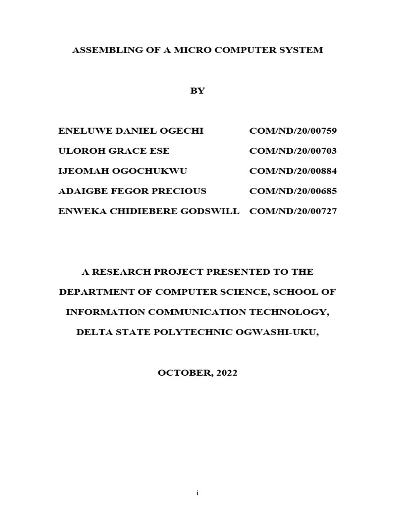 Assembling of A Micro Computer System | PDF