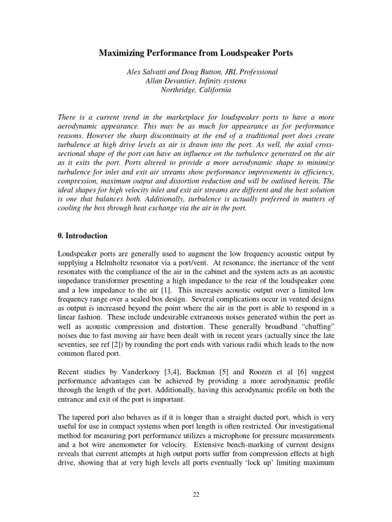 Loudspeaker Port Performance Guide | PDF | Boundary Layer | Fluid Dynamics