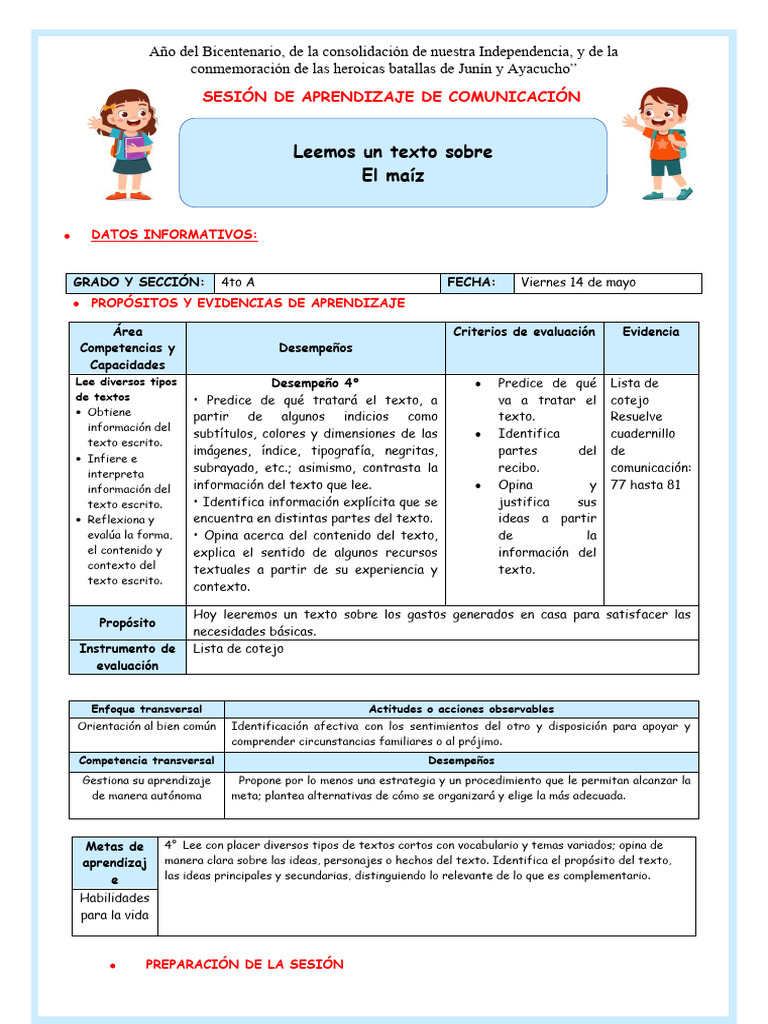 4° Ses Plan Lector Lea | PDF | Aprendizaje | Evaluación