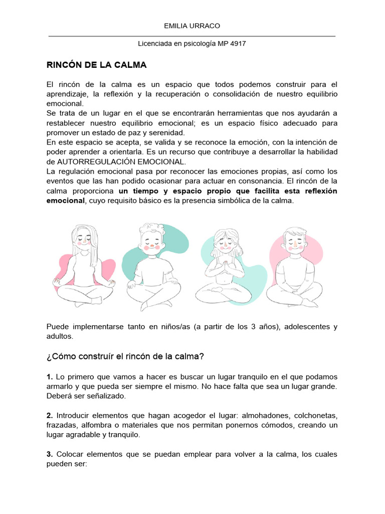 Rincón de La Calma | PDF | Las emociones | Autorregulación emocional