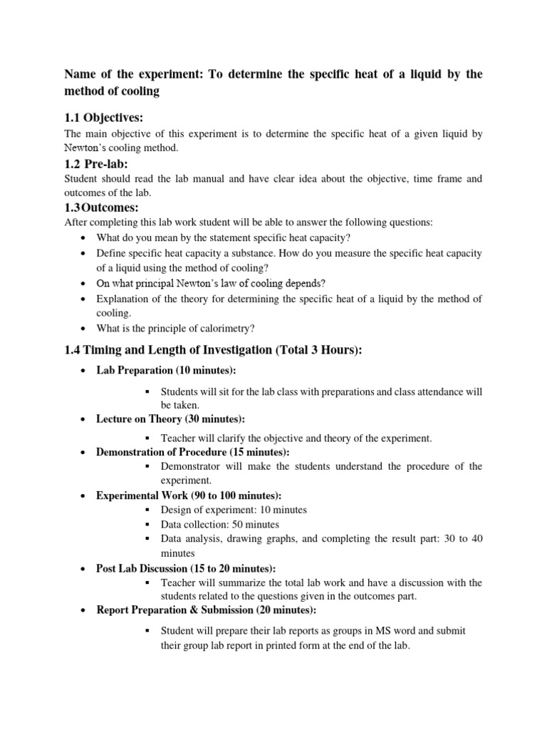 Phy-2 Lab Exp-1 Cooling Method | PDF | Heat | Experiment