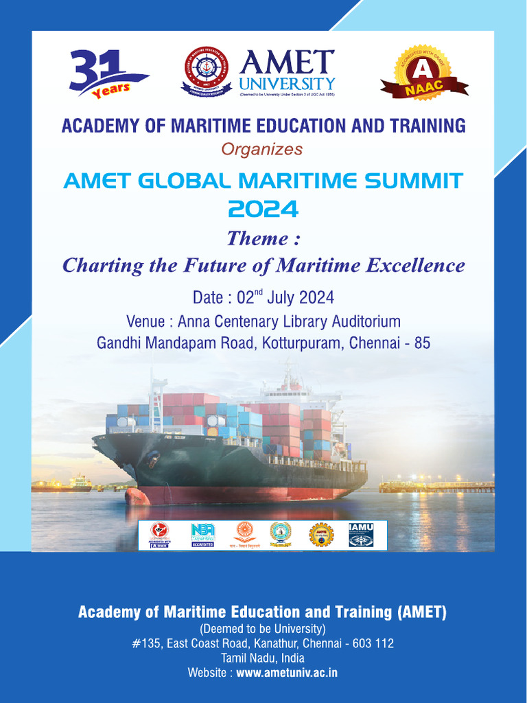 AMET University-AMET Global Maritime Summit 2024 | PDF