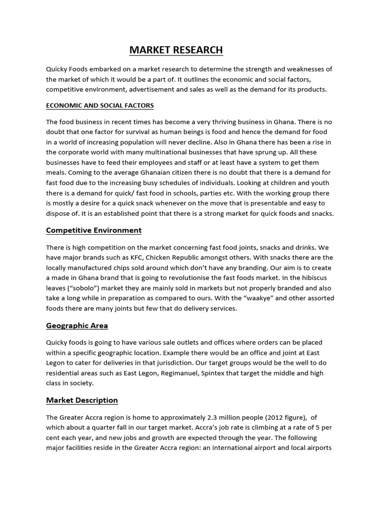 Market Research | PDF | Fast Food | Sales